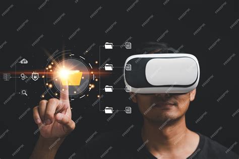 Premium Photo Man Immersed In Virtual Reality With Global Internet Connection Exploring The