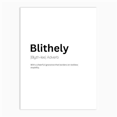 Blithely Definition Meaning Art Print By Kaigozen Fy