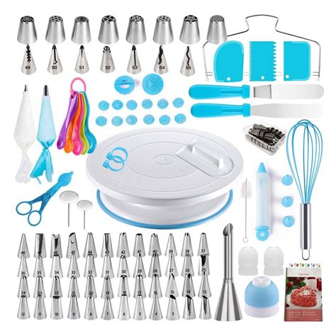 Anqtovp 137 Piece Cake Decorating Kit With Turntable Piping Bags N