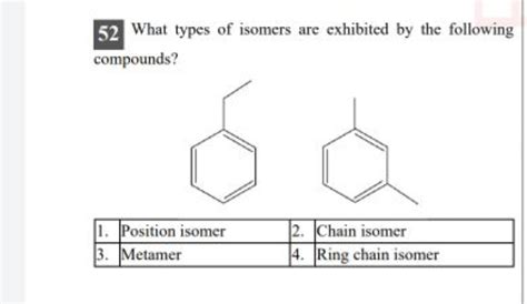 52 What Types Of Isomers Are Exhibited By The Following Compounds Ccc1cc