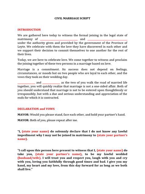Civil Marriage Script Pdf