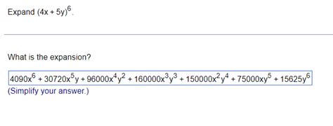 Solved Expand 4x 5y 6 What Is The Expansion Chegg Com