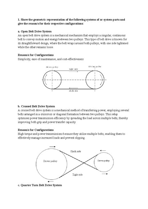 Belt Drive System Show The Geometric Representation Of The Following Systems Of Or System