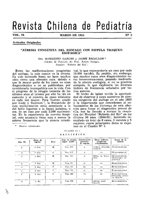 Pdf Atresia Congénita Del Esófago Con Fistula Traqueo Esofágica