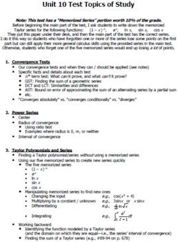 Calc BC Test Ver Unit Series By Emily P K TpT