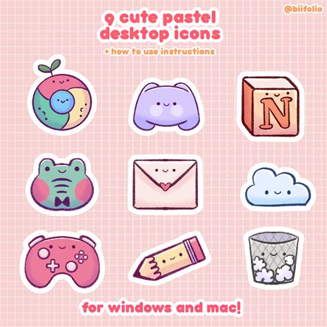 Cute Pastel Desktop Icons For Windows And Mac R Artstore