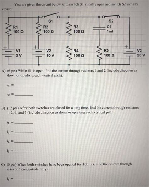 solved you are given the circuit below with switch s1