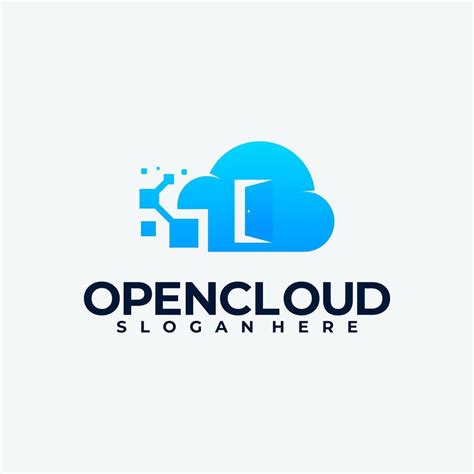 Open Cloud Logo Gradient Technology Door And Cloud Logo Combination