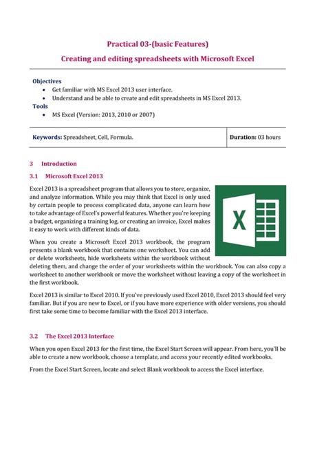 Microsoft Excel Basic Features Pdf