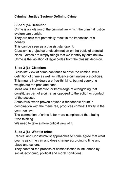 Cjs Defining Crime Lecture Notes Criminal Justice System Defining Crime Slide 1 5