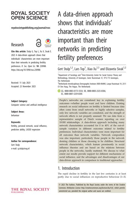 Pdf A Data Driven Approach Shows That Individuals Characteristics