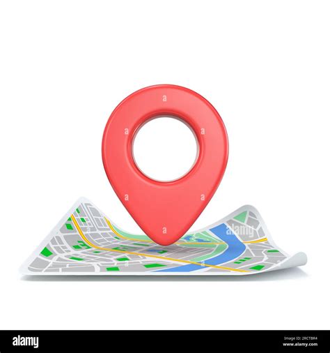 Map With Map Pointer 3d Rendering Illustration Isolated On White