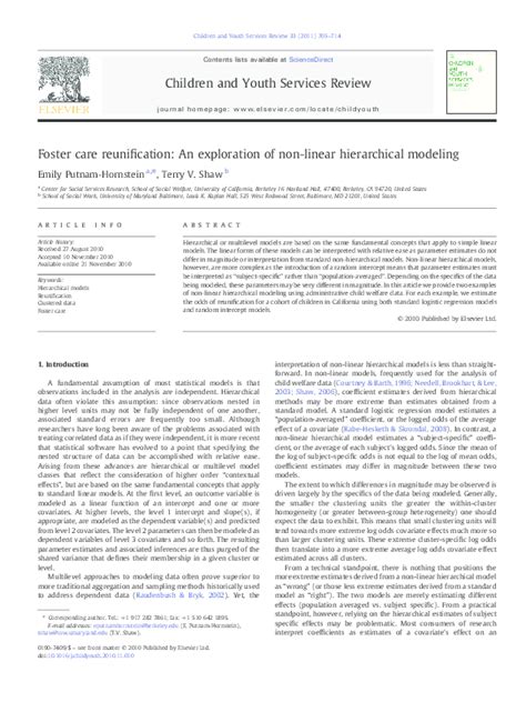 Foster Care Reunification An Exploration Of Non Linear Hierarchical
