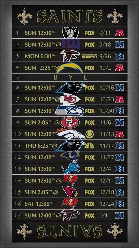 Pin By Oliver Begay On New Orleans Saints Saints Schedule Saints
