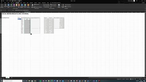 excel networkdaystl tutorial youtube