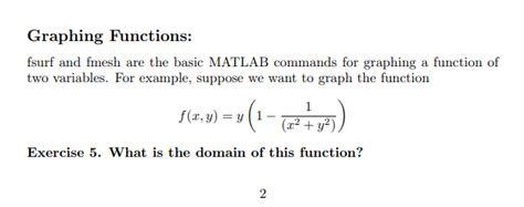 Solved Graphing Functions Fsurf And Fmesh Are The Basic