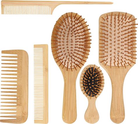 Bamboo Hair Brush And Comb Set Eco Friendly Anti Static Detangling Brush And