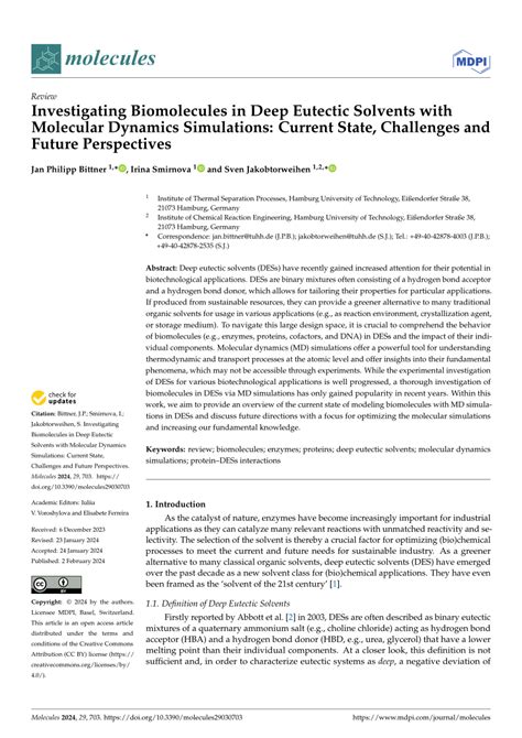 Pdf Investigating Biomolecules In Deep Eutectic Solvents With