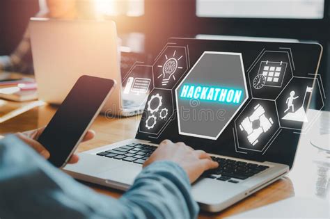 Hackathon Technology Programming Startup Concept Person Using Laptop