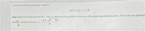 Solved Consider The Following Quadratic Chegg