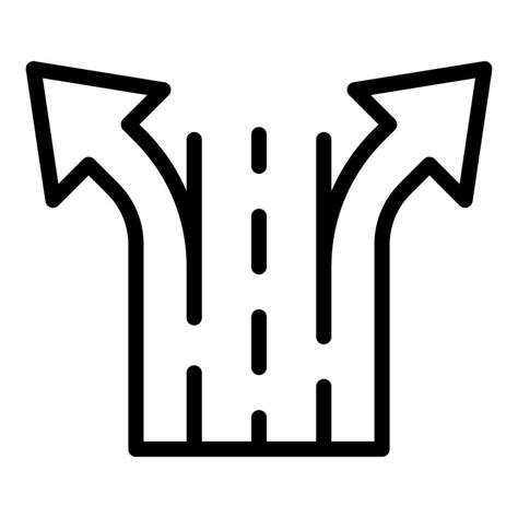 Black Line Art Illustration Of A Road Splitting Into Two Directions