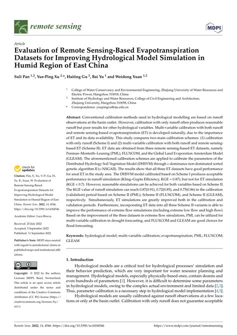 pdf evaluation of remote sensing based evapotranspiration datasets
