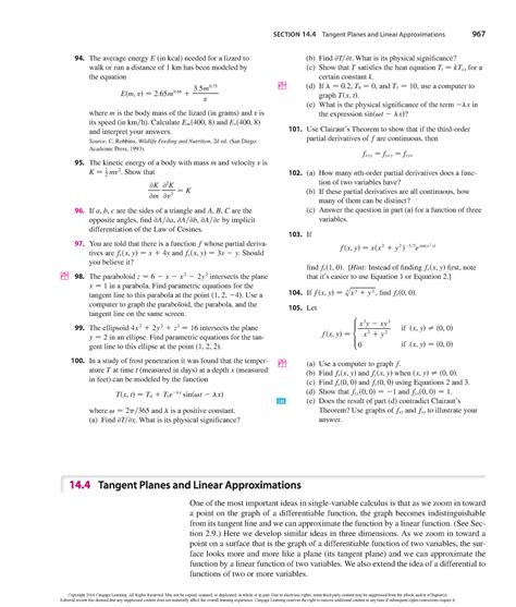 Math Ch 14 4 Math Work Section 14 Tangent Planes And Linear Approximations 967 B Find −ty−