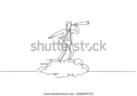 Cartoon Businessman Riding Cloud While Using Stock Vector Royalty Free