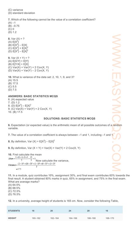 Ppsc Statistics Past Papers Most Repeated Mcqs With Answers Easy Mcqs Quiz Test