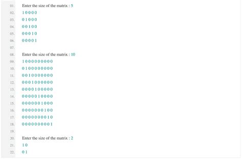Python Program To Print One Identity Matrix Codevscolor