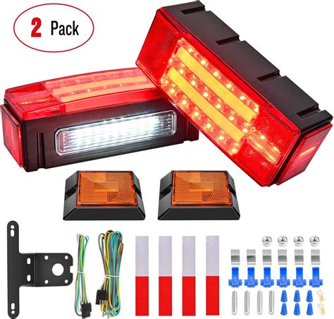 Amazon.com: Nilight 2PCS Rectangular LED Trailer Light Kit with Halo Glow Submersible LED Stop ...