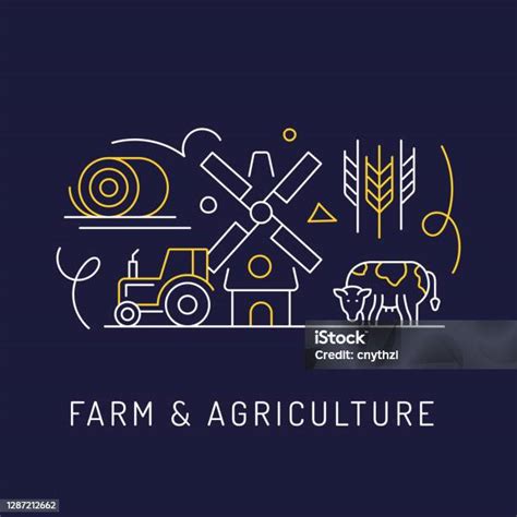 농장 과 농업 개념 현대 라인 아트 아이콘 배경 선형 스타일 벡터 일러스트레이션 농업에 대한 스톡 벡터 아트 및 기타 이미지