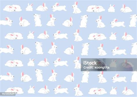 귀여운 토끼 패턴입니다 직물 패턴 배경 화면 인쇄 선물 포장에 대 한 파스텔 색상 배경으로 재미 있는 부활절 토끼의 그림 귀여운에 대한 스톡 벡터 아트 및 기타 이미지