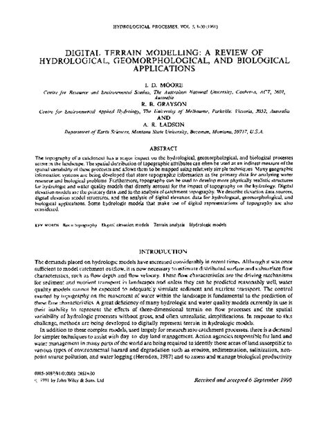 pdf digital terrain modelling a review of hydrological