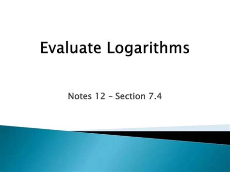 Ppt Evaluate Logarithms Powerpoint Presentation Free Download Id