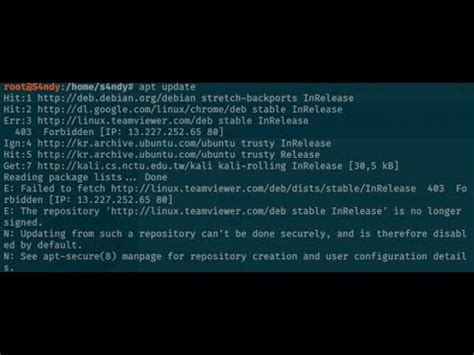 Fix Apt Get Update E Failed To Fetch N Updating From Such A Repository Can T Be Done Securely