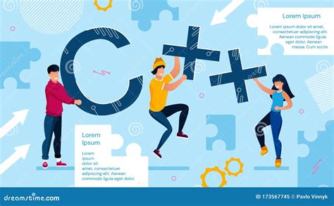 C Programming Tech Language Advertisement Poster Stock Vector Illustration Of Cartoon People