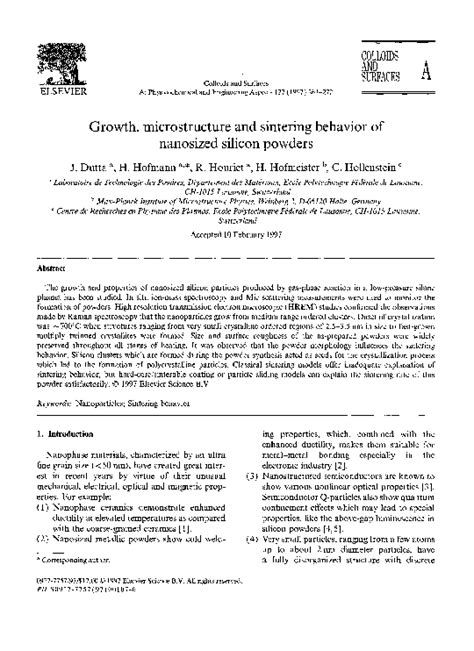 Pdf Growth Microstructure And Sintering Behavior Of Nanosized