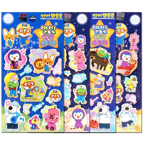 팀워크코리아 뽀로로 별빛야광 스티커 4개