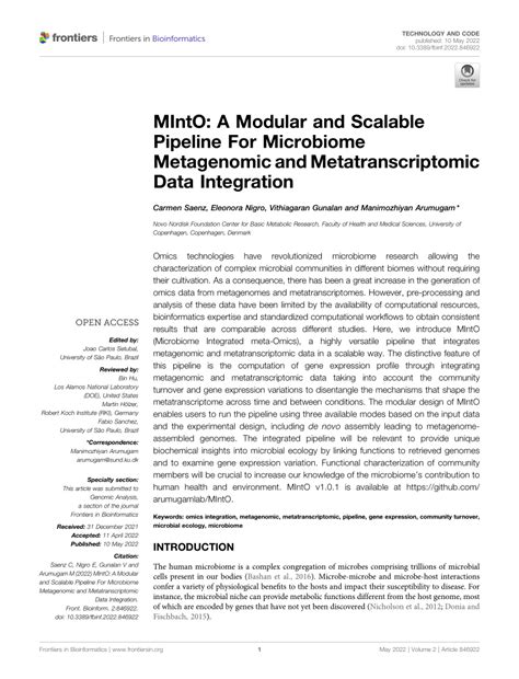Pdf Minto A Modular And Scalable Pipeline For Microbiome Metagenomic And Metatranscriptomic