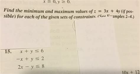 find the minimum and maximum values of z 3x 4y if