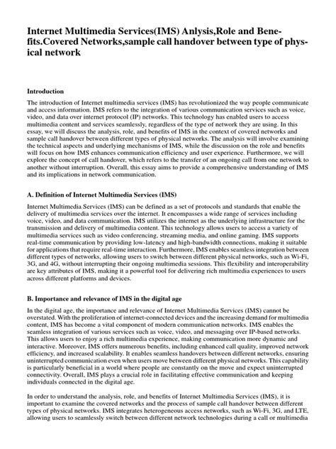 Internet Multimedia Services Ims Anlysis Role And Benefits Covered