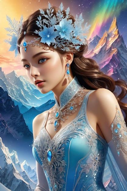 Premium Photo A Girl In A Blue Dress Holding A Snowfall