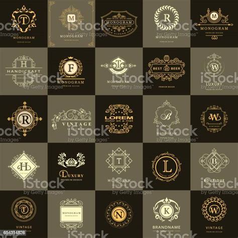 라인 그래픽 모노 그램입니다 빈티지 로고 디자인 서식 파일 집합입니다 비즈니스 서명 편지의 상징 벡터 요소 아이디어 아이콘 기호