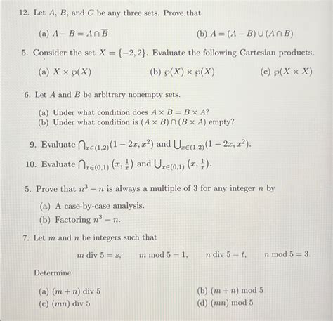 Solved Let A,B, ﻿and C ﻿be any three sets. Prove | Chegg.com