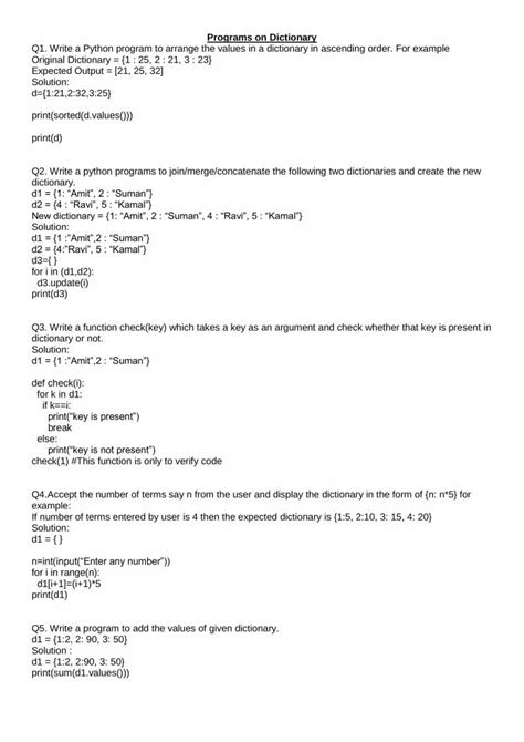 Note On Dictionaries In Python Notes Learnpick India