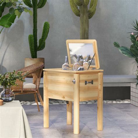 Resenkos Wooden Beverage Cooler Outdoor Drink Cooler With Built In