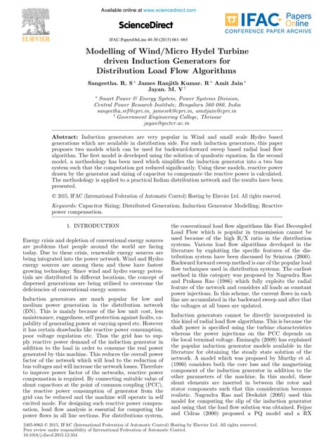 Pdf Modelling Of Wind Micro Hydel Turbine Driven Induction Generators For Distribution Load