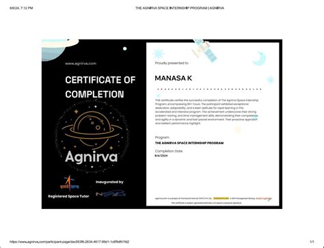 Manasa K On Linkedin Spaceexploration Internship Agnirva Space