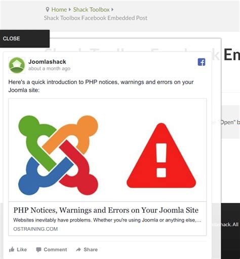 Embed A Facebook Post In Joomla With Shack Toolbox Joomlashack